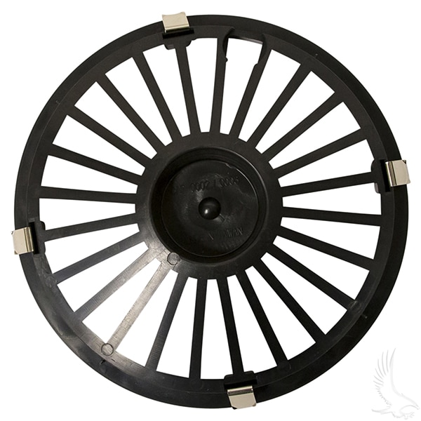 Wheel Cover, 8" Turbine Black/Gold - Queen City Carts